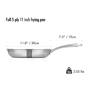 CHEF TOPF 5-ply Stainless Steel Frying Pan 11inch, Full 5-Ply Clad Construction Professional Grade Pan, Brushed Finish, Induction Cooking Pan, Oven Safe, Dishwasher Safe