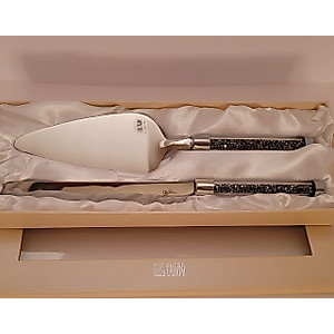 Oleg Cassini Crystal Hematite Cake Knife & Server set