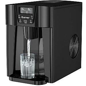 Refrigeration Modern High-Efficiency Maker Water Dispenser Countertop 36Lbs/24H LCD Display Portable Black Portable 2 In 1 Ice Ice-Making Restaurants, Bars Canteens, Snack
