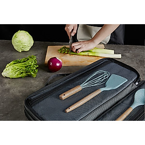 Chef Knife Roll Bag, 16 Pockets Large Knife Case Bag, Durable Oxford Cloth Culinary Bag, Executive Zipped Compartments Chef Knife Carrier Bag for Traveling, Working, Camping - Knifes not Included