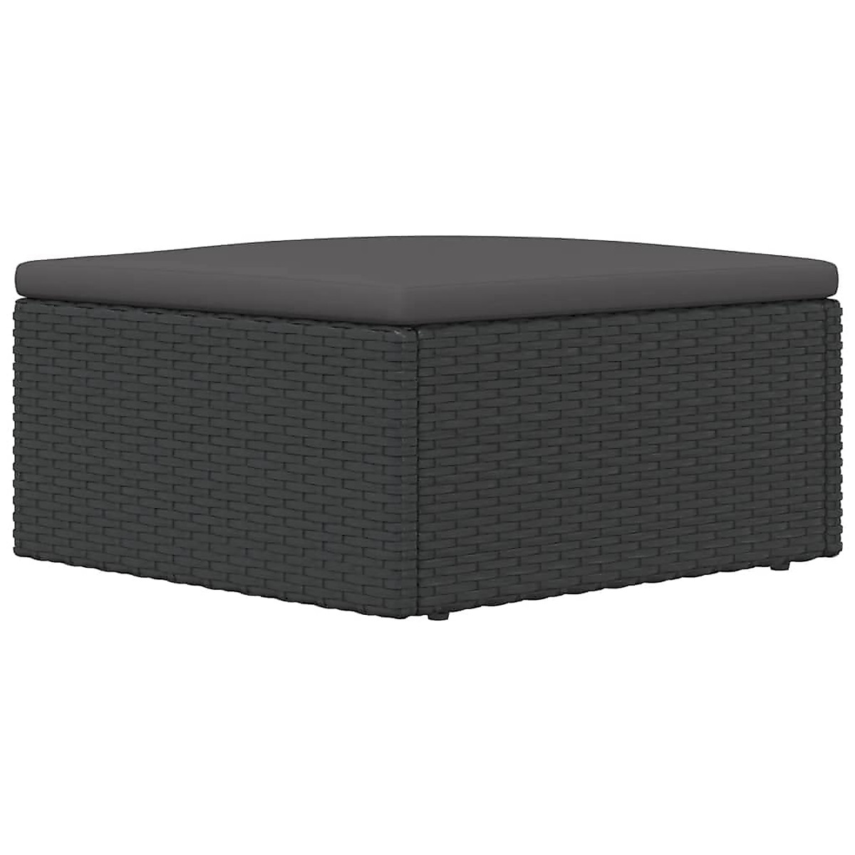 Makastle Outdoor Ottoman Patio Footstool Foot Rest Small Seat Furniture with Soft Cushion, All-Weather Patio Footrest for Garden Yard Deck Poolside, Black 20.9" x 20.1" x 9.6" Poly Rattan