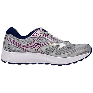 Saucony Women's VERSAFOAM Cohesion 12 Grey/Navy/Purple Road Running Shoe 8 Medium US