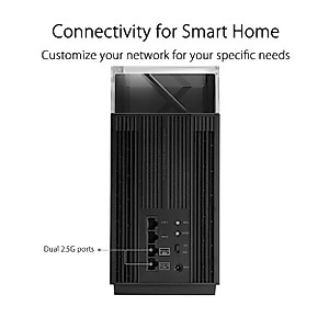Asus ET12 AXE11000 Whole-Home Tri-Band Mesh WiFi 6E System Coverage up to 610 Sq. Mtr/6,000 Sq. ft.,11Gbps WiFi, 3 SSIDs, Free Security & Parental Controls, Dual 2.5G Ports LAN Aggregation 2 Pack
