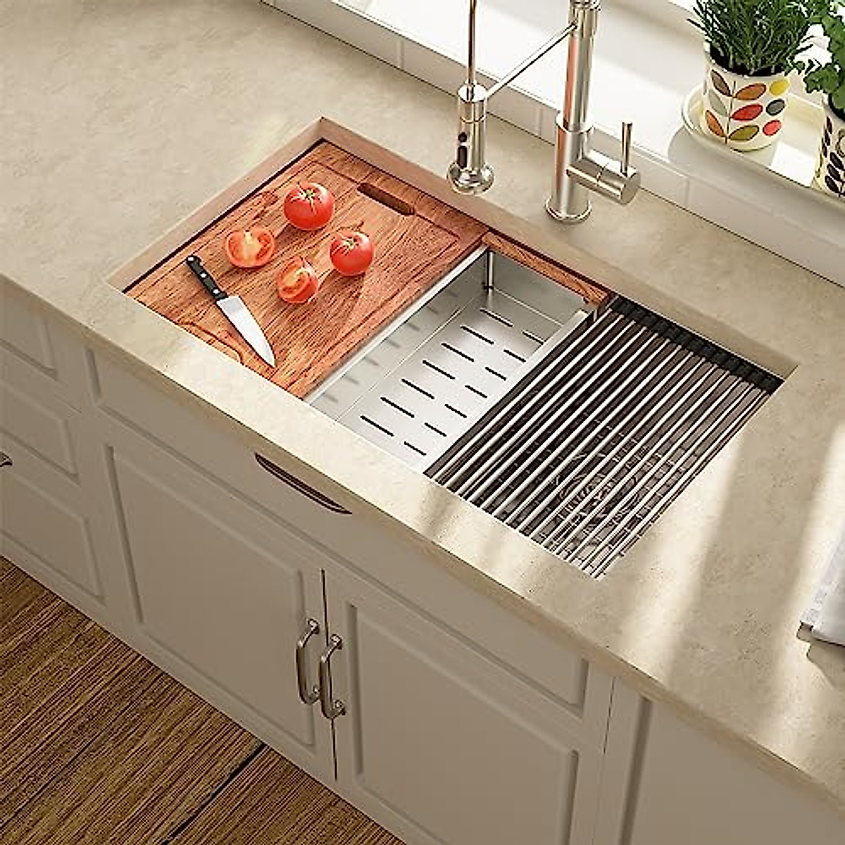 30 Undermount Sink Double Bowl - Lordear 30 Inch Kitchen Sink Ledge Workstation Double Bowl 50/50 Low Divide 16 Gauge Stainless Steel Undermount Kitchen Sink