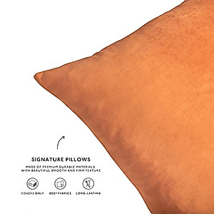 MONDAY MOOSE Decorative Throw Pillow Covers Cushion Cases, Set of 4 Soft Velvet Modern Double-Sided Designs, Mix and Match for Home Decor, Pillow Inserts Not Included (18x18 inch, Orange/Teal)