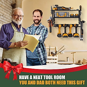 Kayfia Power Tool Organizer Wall Mounted 3 Layer Garage Organization Floating Cordless Drill Holder Heavy Duty Tool Organizers and Storage with Screwdriver/Plier/Hammer/Bit Holder Father's Day Gifts