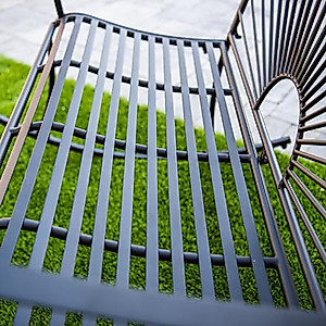 XBrand 44.5" L Iron Sun-Patterned Seat for Two Indoor/Outdoor Rocking Bench, Durable Patio Rocking Bench, Black