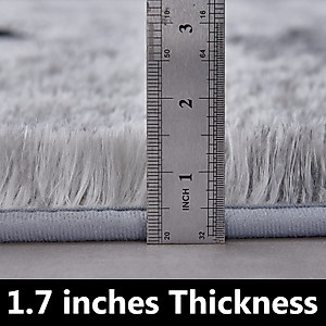 TABAYON Extra Large Shag Area Rug, 9x12 Feet Tie-Dyed Light Grey Indoor Ultra Soft Plush Rugs for Living Room, Non-Skid Modern Nursery Faux Fur Rugs for Home Decor