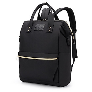 Tzowla Laptop Backpack for Women, Carry on Backpack, Durable Water Resistant, Light Weight, Reinforced Edges and Steel Frame, Metal Zippers, Travel, School, Black, 13.3 Inch
