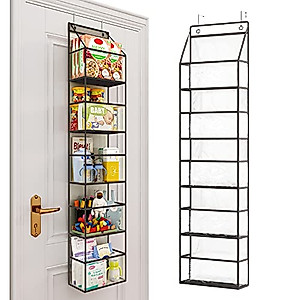 Fixwal Over The Door Hanging Pantry Organizer 5-Shelf Room Organizer with Clear Plastic Pockets Behind The Door Storage Organizer Large Capacity Organizer for Closet Bedroom Bathroom (Grey)