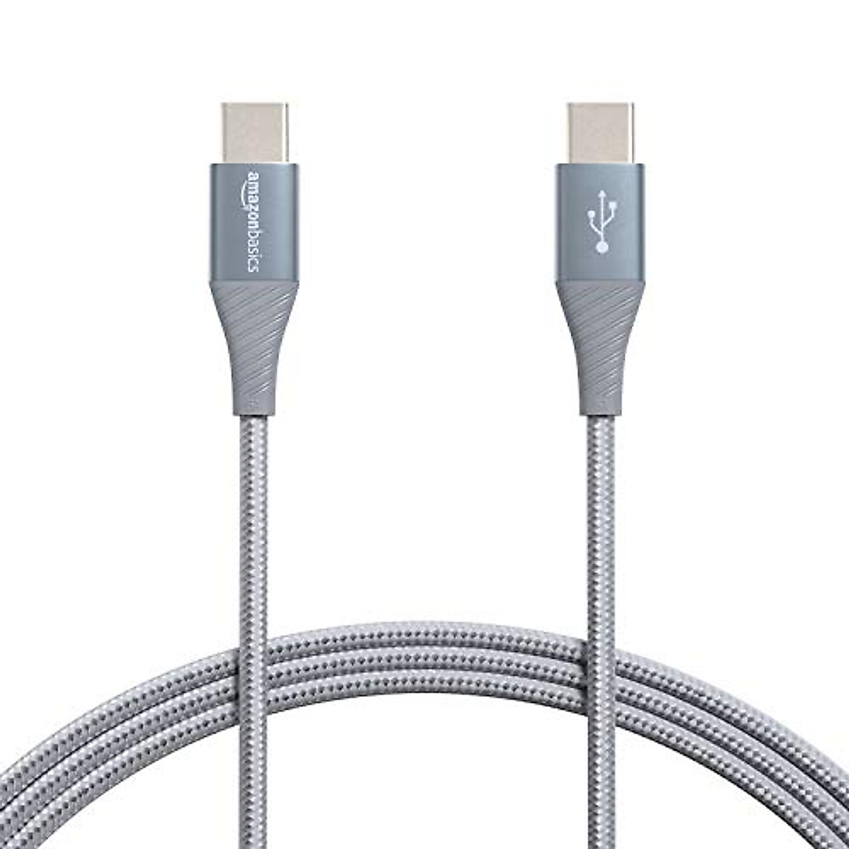 Amazon Basics Aluminum Braided 100W USB-C to USB-C 2.0 Cable with Power Delivery - 6-Foot, Gray