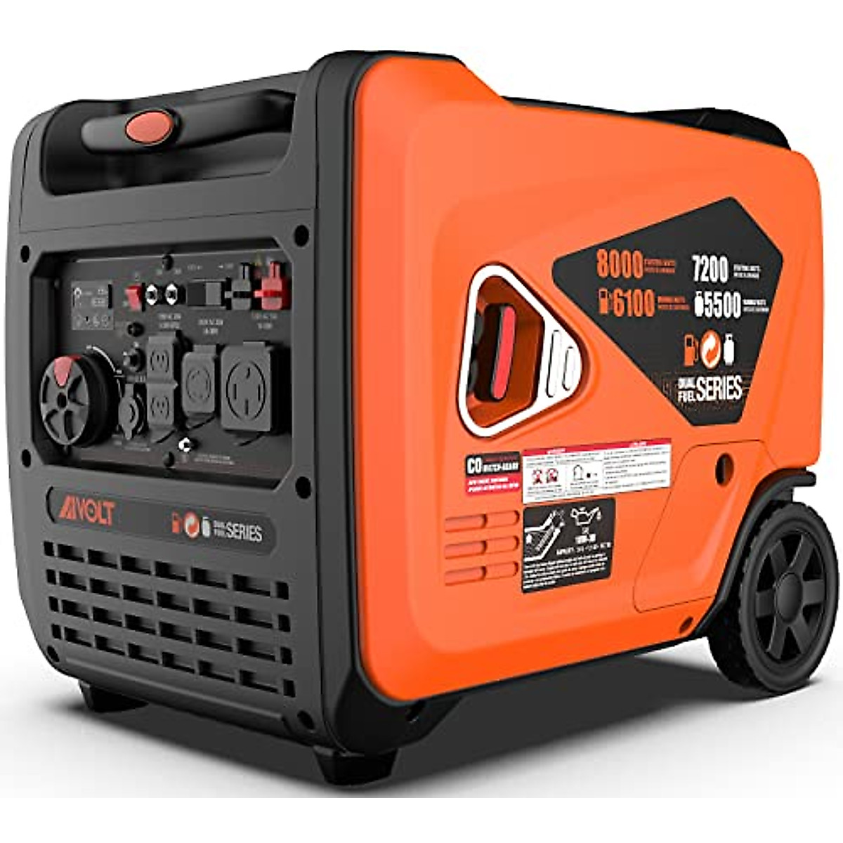 AIVOLT 8000 Watts Dual Fuel Portable Inverter Generator Super Quiet Gas Propane Powered Electric Start Outdoor Generator for Home Back Up Travel RV Camping, 50 State Approved