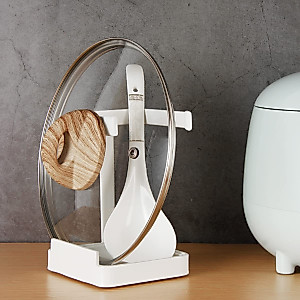 Pot Lid Holder and Spoon Stand Holder for Countertop,Pot Cover Organizer ,Spoon Rest Keep Your Kitchen Countertop Clean-Works