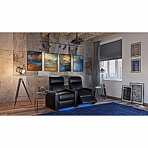 Octane Turbo XL700 Row of 2 Seats, Curved Row in Black Leather with Power Recline