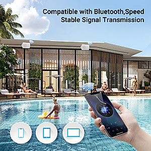 Herdio 4 Inch 200 Watt Outdoor Indoor Bluetooth Speakers,Wall Mount Waterproof Wired for Patio,Deck,Yard,Garage(White)