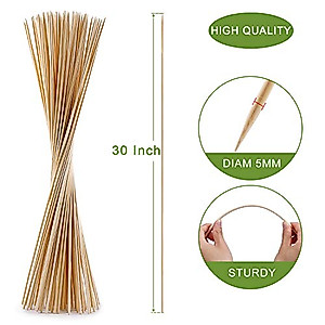 120 PCS Bamboo Marshmallow Roasting Sticks, SMores Skewers for Fire Pit, Extra Long 30 Inch Heavy Duty 5mm Thick Wooden SMores Sticks for Open Fire Pits Roaster Barbecue Hot Dog Camping Kebab Sausage