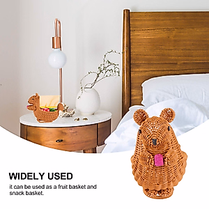Cabilock Rattan Fruit Baskets Squirrel Shape Woven Bread Baskets Wicker Food Tray Fruit Serving Display Bowl Weaving Storage Organizer for Snacks