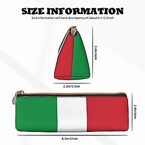 JIPOFD Italian Flag Creative Triangular Leather Pencil Case Is Light And Convenient With Large Storage Capacity