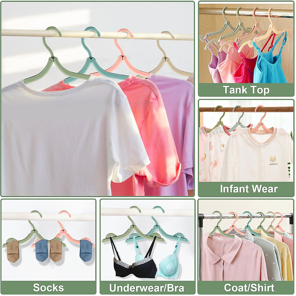 20 Pcs Travel Hangers - Foldable Travel Hangers for Suitcase, Retractable Portable Folding Clothes Hangers, Clothes Drying Rack for Travel