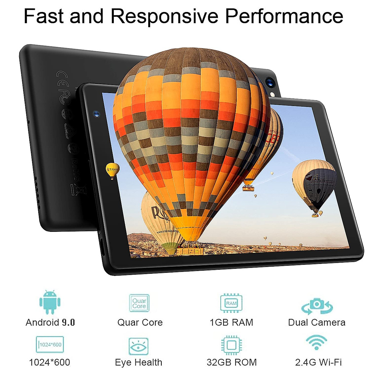 PRITOM Tronpad Tablet - 7'' Android 10 Tablet PC with 32 GB Storage, Quad Core, HD IPS Display, Dual Camera, WiFi, Bluetooth, Black