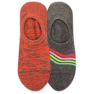 Hot Sox Womens Fun Liner - 2 Pair Pack Cool & Cute Novelty Invisible No Show Gifts Socks, Retro Stripe Liner (Charcoal Heather), 4-10 US