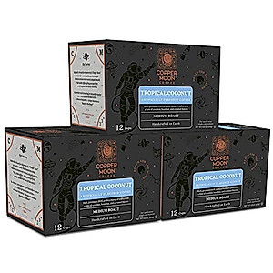 Copper Moon Single Serve Coffee Pods for Keurig K-Cup Brewers, Medium Roast, Tropical Coconut Blend, 12 Count(Pack of 3)