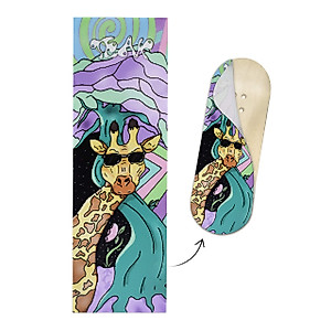 Teak Tuning Fingerboard Deck Graphic, Graffiti Giraffe - Adhesive Graphics to Customize Your 35mm Fingerboard Deck - 110mm Long, 35mm Wide, 0.2mm Thick - Waterproof Vinyl - Includes Mini File