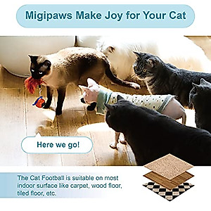 Migipaws Cat Toys, Automatic Moving Ball Bundle Classic Mice + Feather Kitten Toys in Pack. DIY N in 1 Pets Smart Electric Teaser, USB Rechargeable (White)