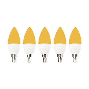 Sleep Light Bulb, Candleabra Size E12, 5 Pack, Blue Light Blocking Amber 1600K Warm Color, Emits Only 0.06% Blue Light for Healthy Sleep. For Sleep, Baby Nursery. 3W LED, Equal to 30W Incandescent.
