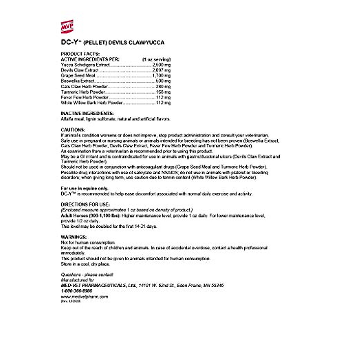 Med-Vet Pharmaceuticals DC-Y (15lb) Aids in Minimizing Aches and Tenderness Associated with Every Day Activities in Horses