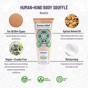 Human+Kind Body Souffle - Light, Fluffy Skin Conditioner for Hydrating and Smoothing Dry Skin - Natural, Vegan Formula with Shea Butter and Apricot Kernel Oil - Light, Fresh Fragrance - 6.76 oz