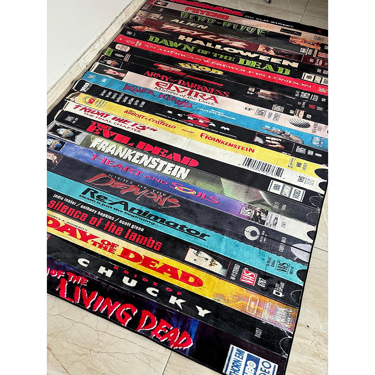Generic Nostalgic Retro Style Rug, Runner Rug, VHS Case Themed, Horror Rug, Home Theater TV Room,Long Rug,Entry Rug,Hallway Runner Rug D1242.1 80x200Cm//31x78 inch