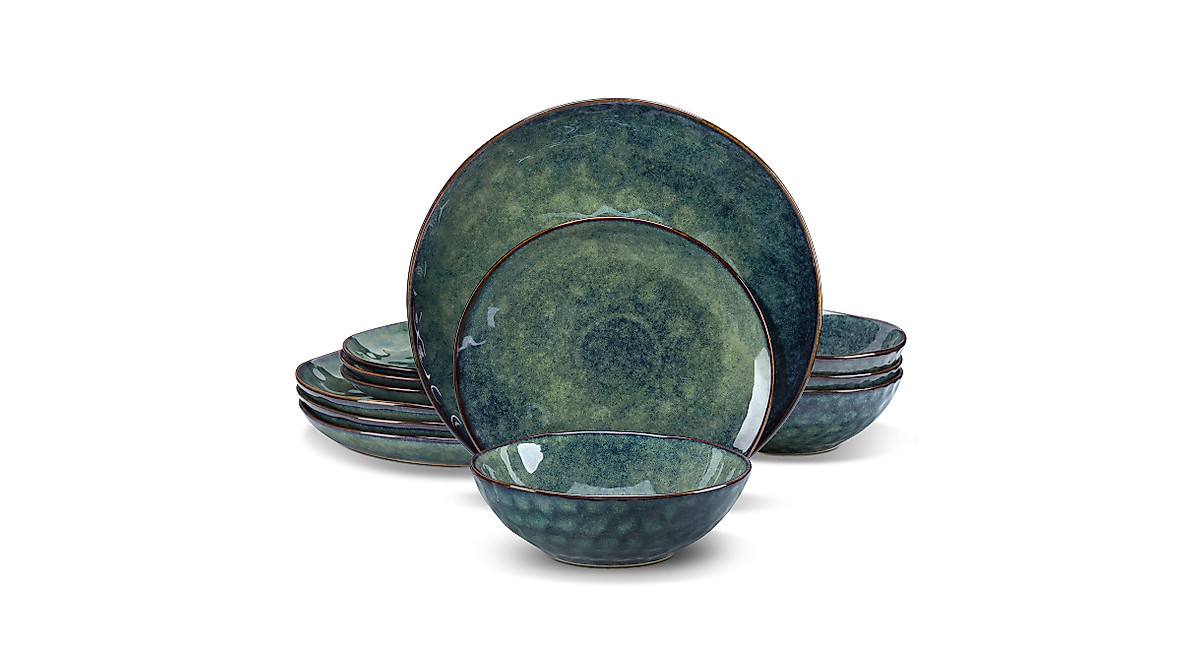 Vancasso Starry Green Dinnerware Set - Stylish 12-Piece Porcelain Set