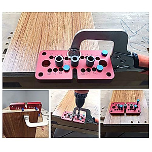 3 in 1 08350 S Hole Puncher Set Pocket Hole Jig Kit, Drilling Locator and Aluminum Alloy Drilling Jig Tool Accessories, Adjustable Drilling Guide for Puncher Locator Carpentry Woodwork