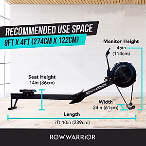 Row Warrior Air Rowing Machine | Foldable Gym-Quality Row Machine | 10- Damper Levels Cardio Machine for Full-Body Workout | Rowing Machine for Home Use with LED-Monitor | Rower Machine for Home Gym