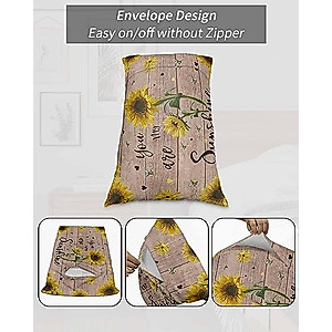 Edwiinsa Summer Sunflower Pillow Covers Standard Size Set of 2 20x26 Bed Pillow, Yellwo Spring Floral Bee Rustic Wood Plush Soft Comfort for Hair/Skin Cooling Pillowcases with Envelop Closure