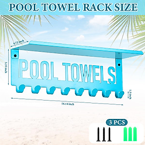 Tandefio Pool Towel Rack with Shelf Outdoor Wall Mounted Towel Holder 8 Hooks for Pool Bathroom Blue Metal Towel Hanger Towel Storage Indoor Outdoor for Robe, Towel, Coat, Swimsuit, Bag, Keys