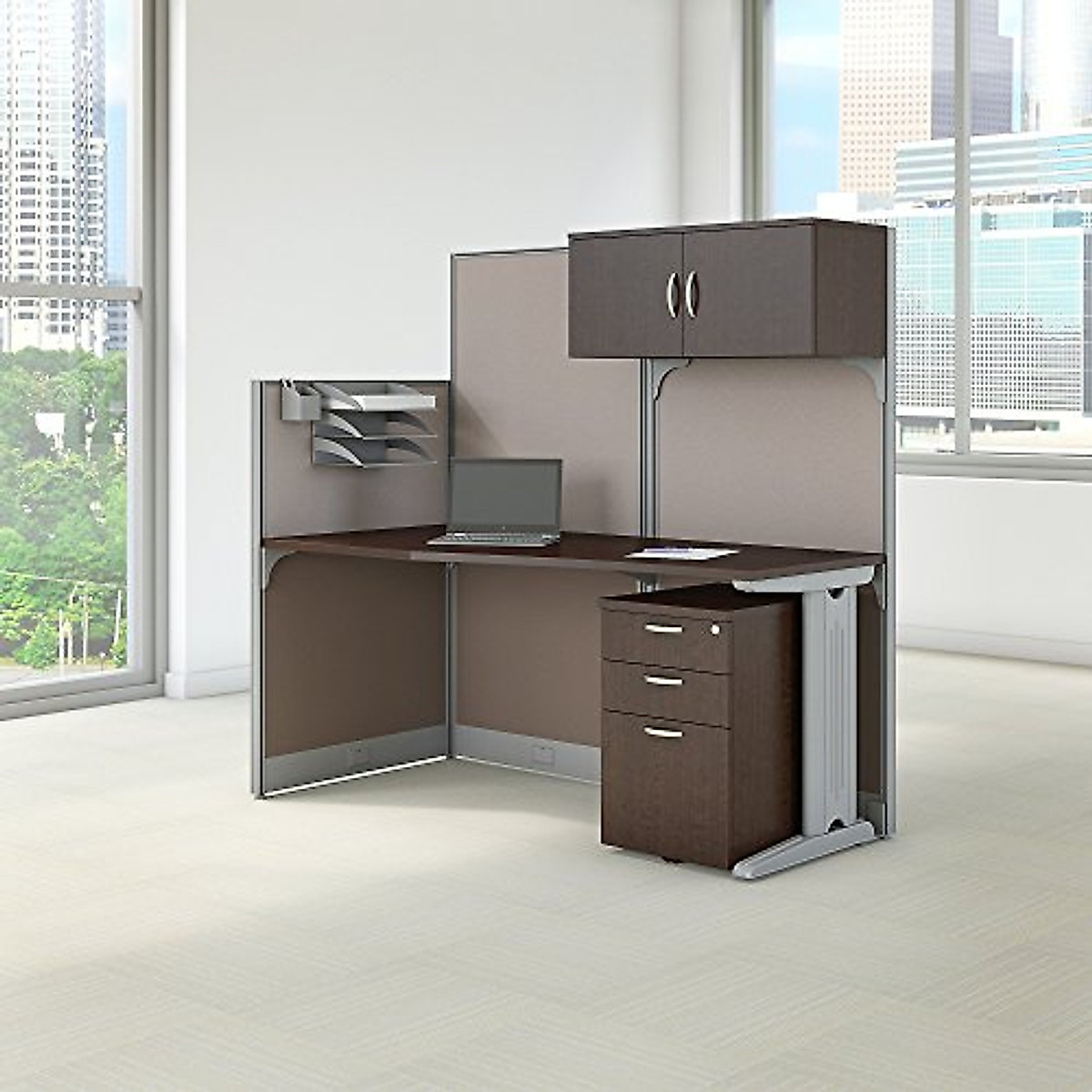 Bush Business Furniture WC36492-03STGK Home Office Furniture Set, Large, Mocha Cherry
