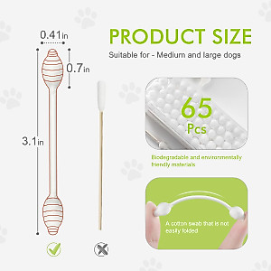 Dog Qtips | Double-headed Gourd-shaped Swabs Dog Ear Cleaner Tool for Infection Treatment | Prevents Accidental Injury | Safer Cleaning of Pet's Ears | Ideal for Medium and Large Dogs