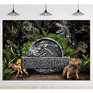 Dinosaur Themed Backdrop for Kids Boys Happy Birthday Party Teens Birthday Dinosaur Photography Background Jungle World Photography Backdrops 7x5ft