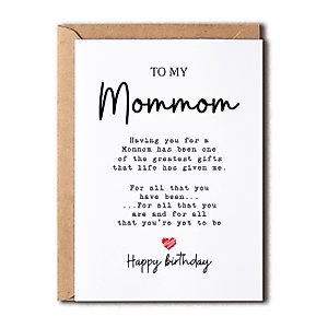 To My Mommom - Mommom Birthday Card - Mommom Is The Greatest Gifts In My Life - Birthday Card For Mommom - Gift For Mommom Card
