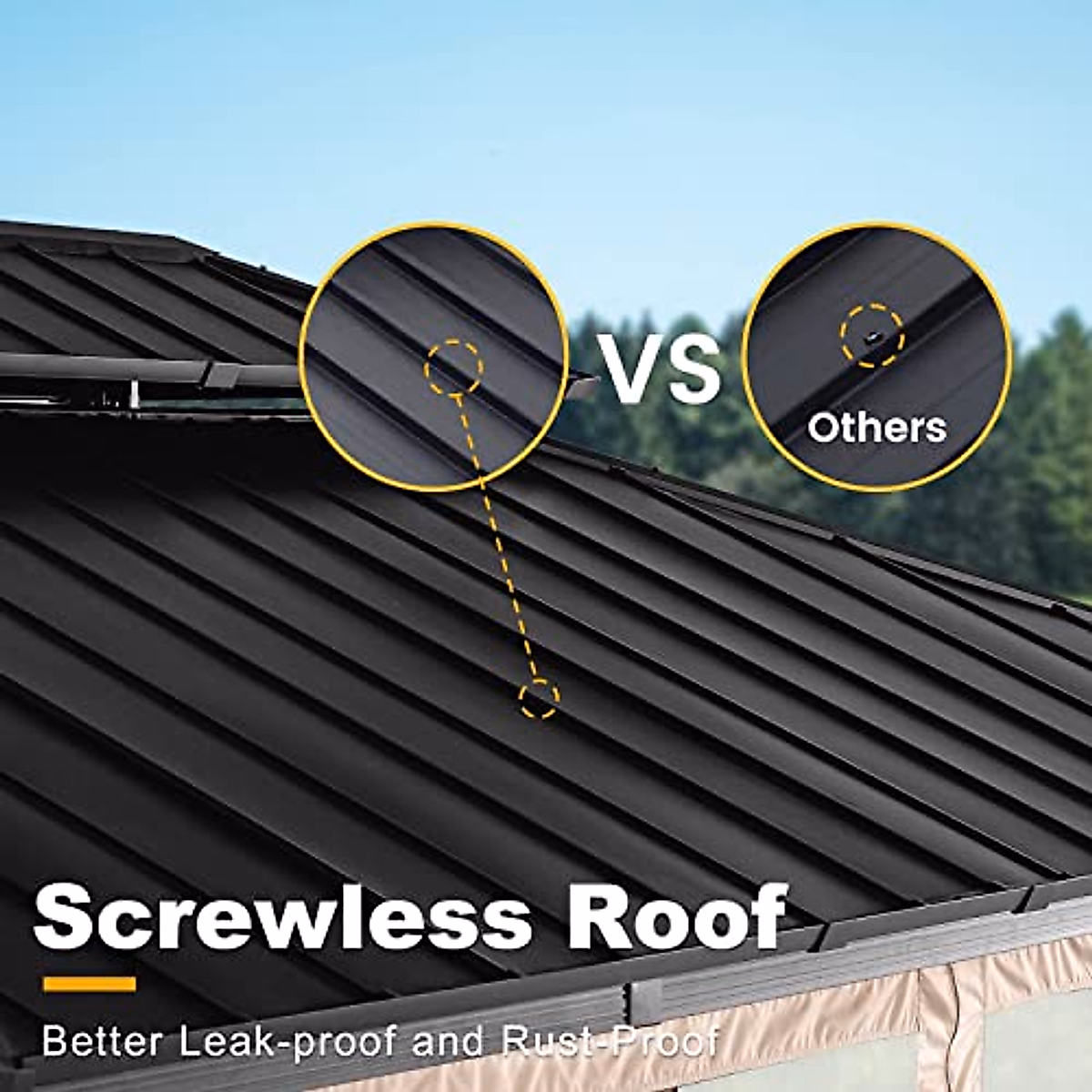 12' x 16' Gazebo, Outdoor Double Roof Canopy Hardtop Gazebo with Large Aluminum Frame, Galvanized Steel Top Gazebo with Ventilation and Mosquito Nettings, for Patio, Backyard, Deck and Lawns