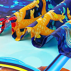 Likiyol 4 Pcs Funny Dog Shower Curtain Sets with Non-Slip Rugs, Toilet Lid Cover and Bath Mat, Blue Ocean Shower Curtain with 12 Hooks, Cute Kids Bathroom Decor