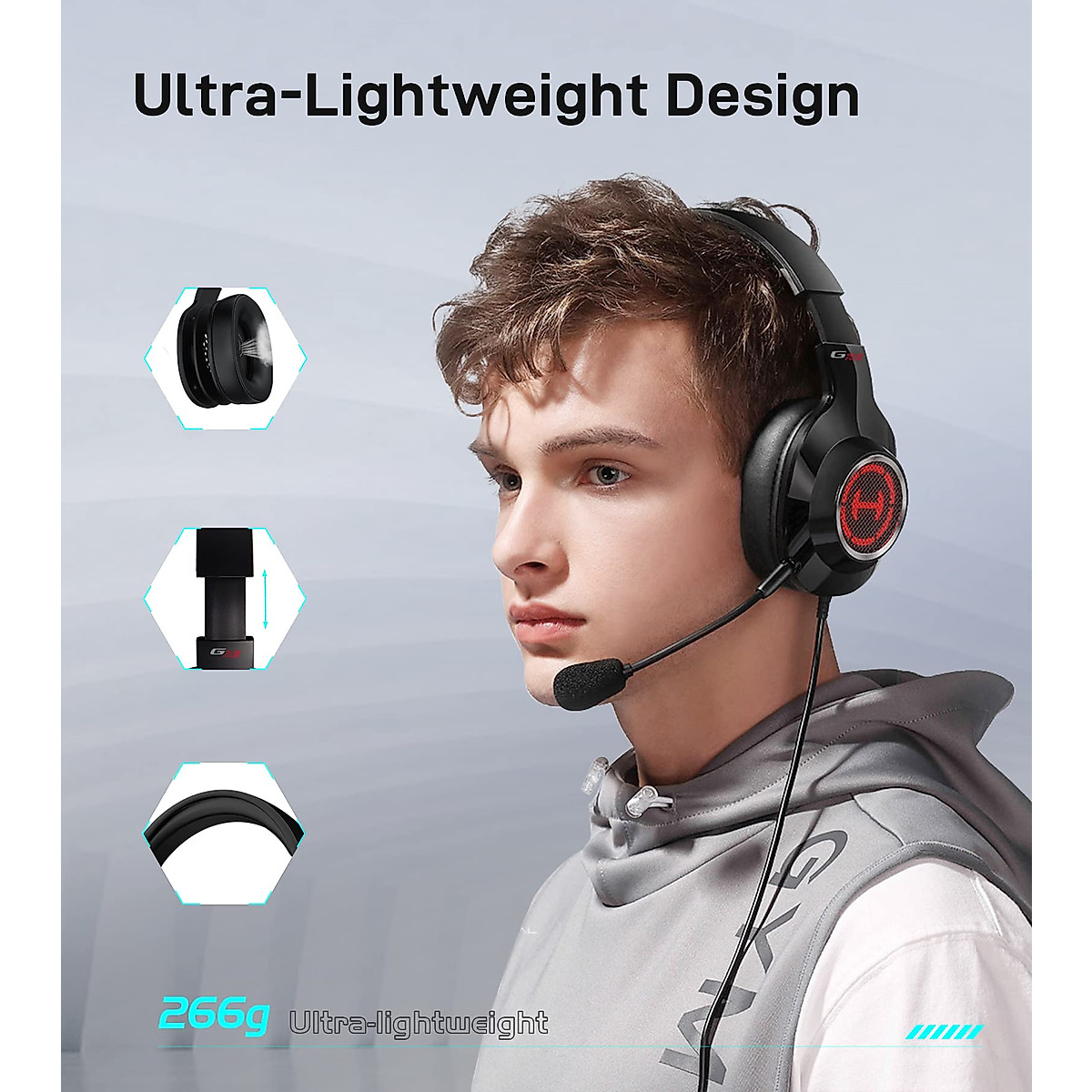 HECATE by Edifier G2 II Gaming Headset, USB Wired Gaming Headphones with Mic, Headset for PC/ PS4/PS5/Mac/LED RGB Lighting with 7.1 Surround Sound, 50mm Drivers -Black