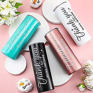 Thank You Gifts for Women Men, Thank You for Being Awesome Travel Tumbler 20 oz Graduation Appreciation Christmas Gifts for Friends Mom Wife Sister Coworker Pink Gold, Mint (Classic Color, 8)