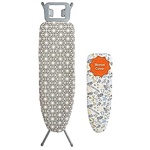VEVOR Ironing Board with Large 51 x 13 Ironing Surface, Thickened 4 Layers Iron Board with Heat Resistant Cover and 100% Cotton Cover, 7 Adjustable Heights Ironing Board for Home Laundry Room Use