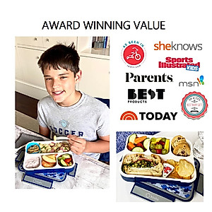 kinsho Camo Lunch-Box for Boys, Bento Box for Kids | Portion Containers for Snacks or School Lunches, BPA Free Boxes Meal Containers Loncheras Para Niños | Blue Camouflage 4 Compartments