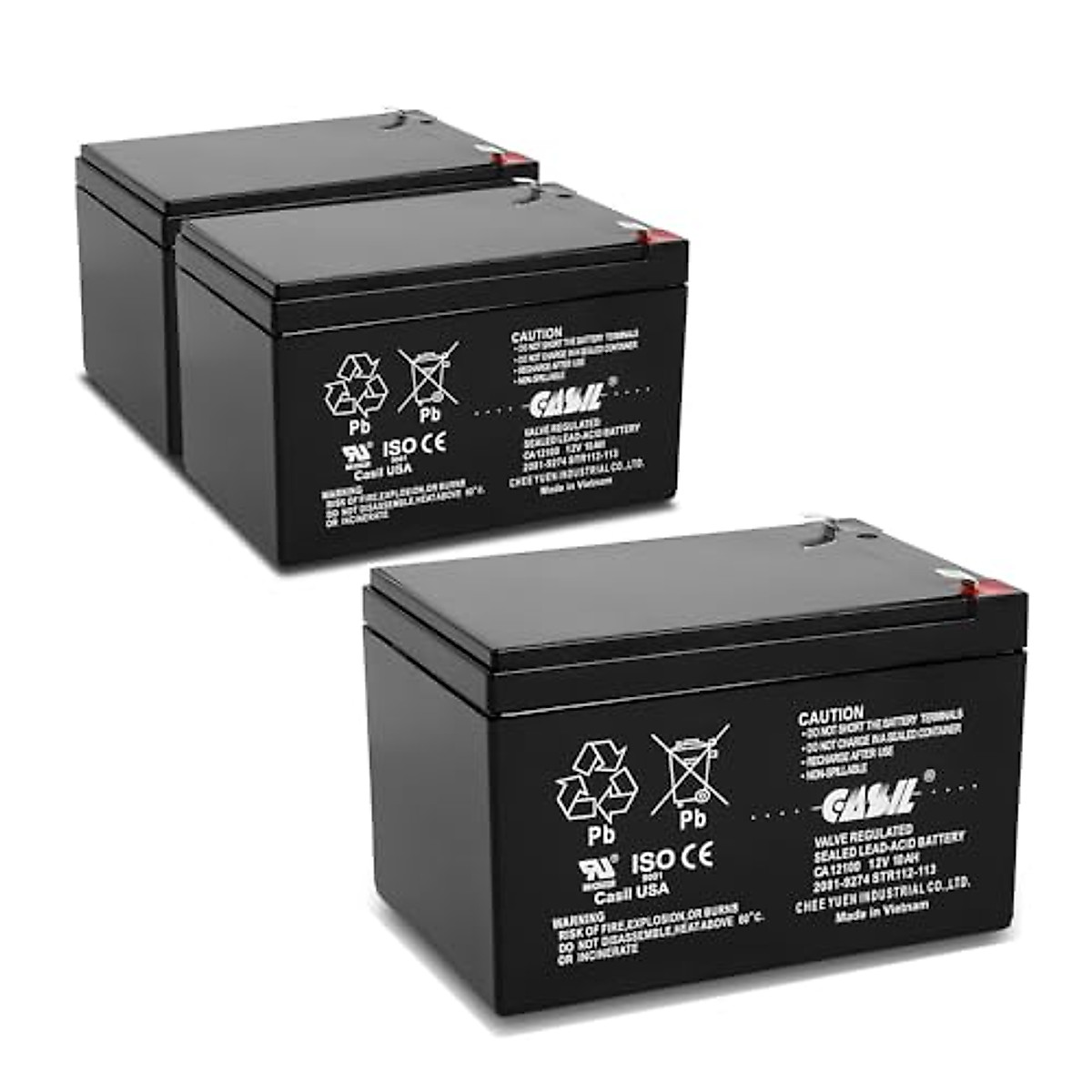 Casil CA12100 12v 10ah Battery Razor Quad Battery with F2 Terminals Compatible with Razor Scooter Battery Razor mx500 Battery Razor mx650 Battery W15128190003 3 Pack