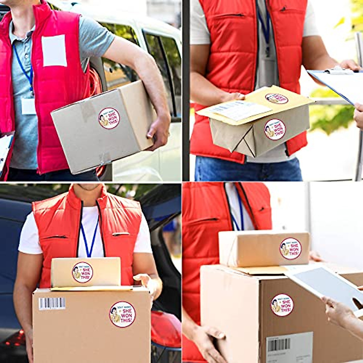 600 PCS Don't Worry She Won This Stickers, TNE Creator 1.5 Inch Small Shop Stickers Thank You Customer Appreciation Circle Sticker Labels for Small Businesses Packaging Sticker, Handmade Sticker