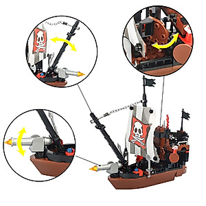 BRICK STORY Pirate Ship Building Blocks with 3 Mini Toy Figures, Boat and Ship Model Pirate Toys Building Kit Pirate Adventure Toys Sets Building Bricks Gifts for Boys Girls Age 6-12 and Up, 167pcs